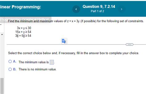 solved find the minimum and maximum values of z x 3y if