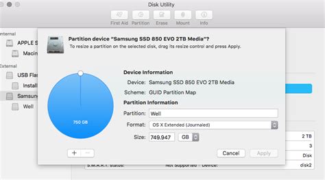 macos cannot resize partition on hfs drive using disk utility
