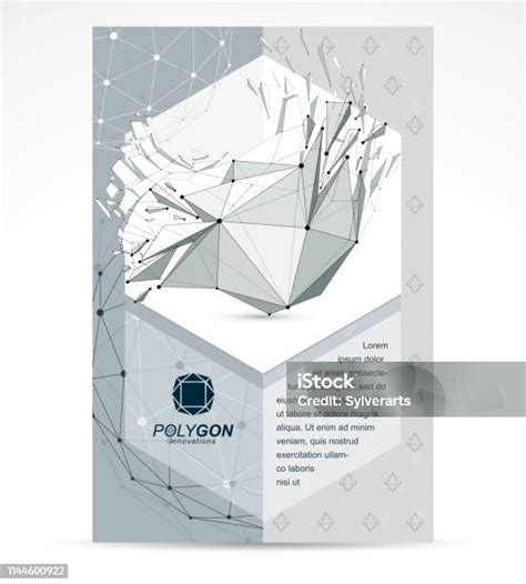 새로운 기술 테마 소책자 커버 디자인 전면 페이지 추상적인 비대칭 깨진 기하학적 3d 흑백 개체 현대 디지털 기술 및 과학 테마 벡터 일러스트 레이 션 변경에 대한 스톡