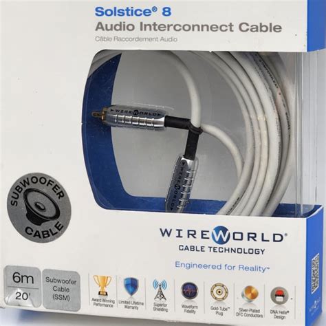 Wireworld Cable Technology Solstice 8 Subwoofer Cable Rca Mono 20ft 6m Subwoofer Cables