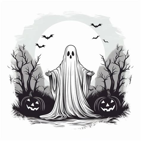 Horror Halloween Ghost Drawing Stock Illustration Illustration Of