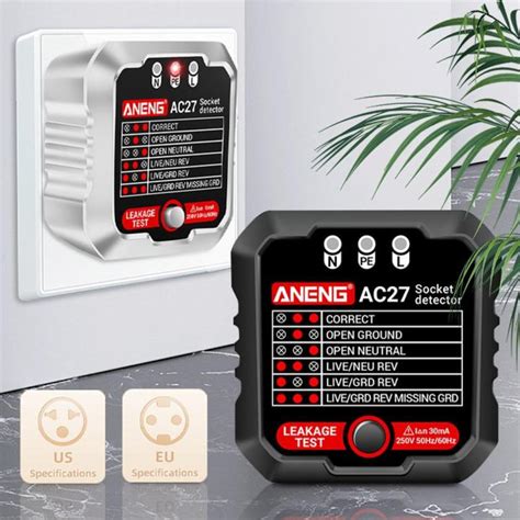 Aneng Power Socket Tester Ac27 Euus Plug Socket Detector Socket Leakage Phase Meter Socket Line