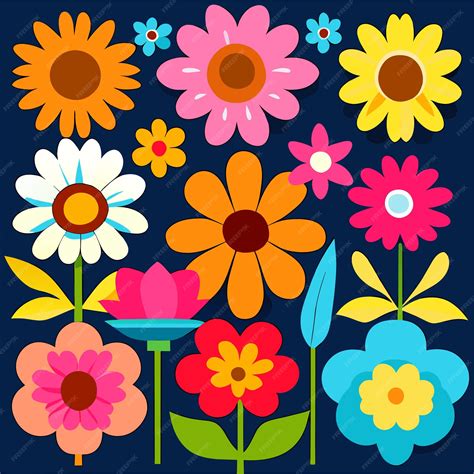 Premium Vector Colourful Flower Cartoon For Summer Decoration