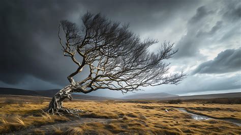 Ai Generated Resilient Tree Stands Firm Amidst Storm Symbolizing