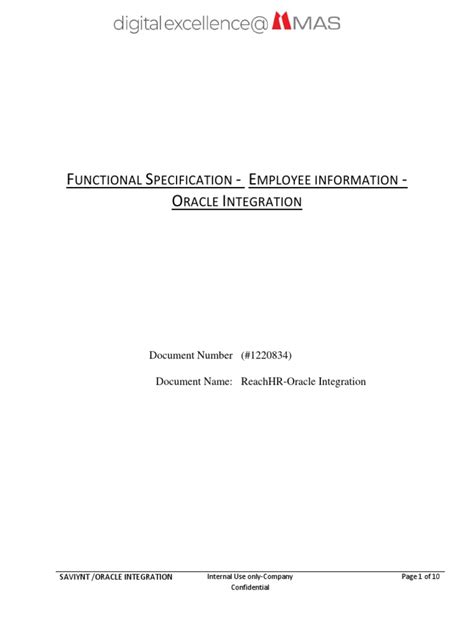 Functional Specification Employee Information Oracle Integration V 2 1 Pdf Oracle