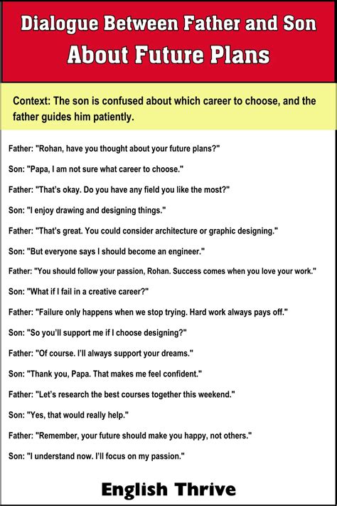 Dialogue Between Father And Son About Future Plans
