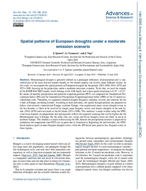 Pdf Spatial Patterns Of European Droughts Under A Moderate Emission