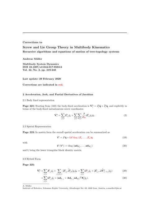 Pdf Screw And Lie Group Theory In Multibody Dynamics Recursive