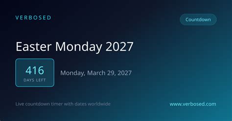 Days Until Easter Monday 2027 Countdown Timer Verbosed