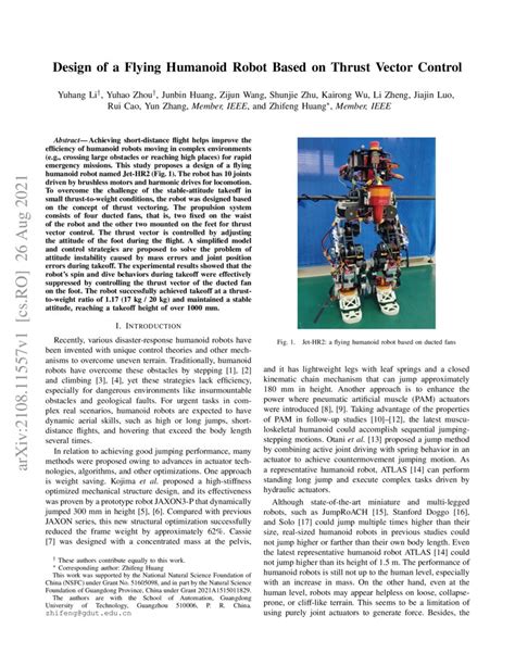 Design Of A Flying Humanoid Robot Based On Thrust Vector Control Deepai