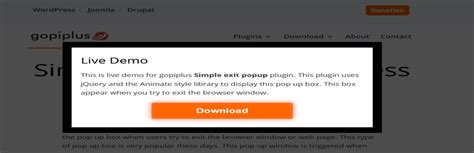 simple exit popup plugin —