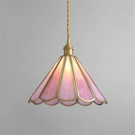 Pink And Gold Stained Glass Pendant Lamp