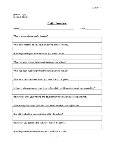 Printable Exit Interview Template