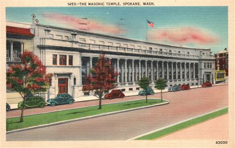 Vintage Postcard 1939 The Masonic Temple Spokane Washington John W