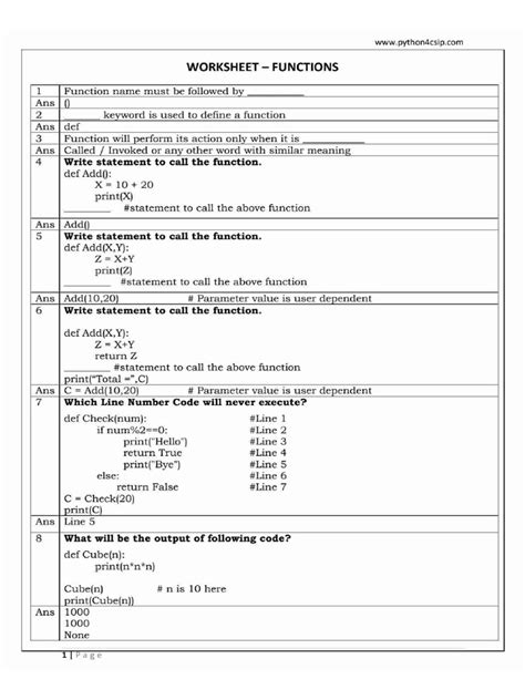 Solution Function Worksheet Pdf