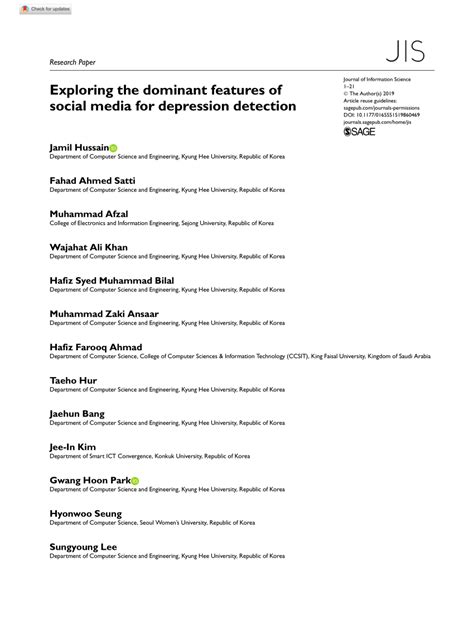 Pdf Exploring The Dominant Features Of Social Media For Depression