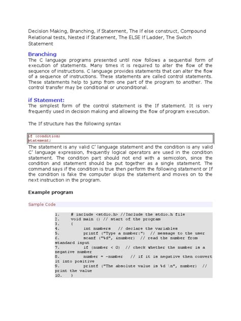 Decision Making Pdf Control Flow C Programming Language