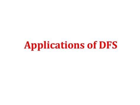 Application Of Dfs