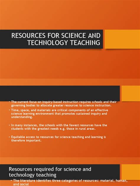 Resources For Science And Technology Teaching Pdf Teachers Schools