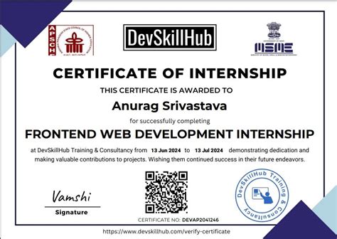 Anurag Srivastava On Linkedin Frontenddevelopment Internship
