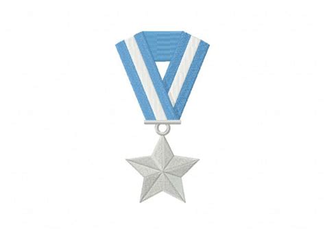 Silver Star Medal Machine Embroidery Design Blasto Stitch