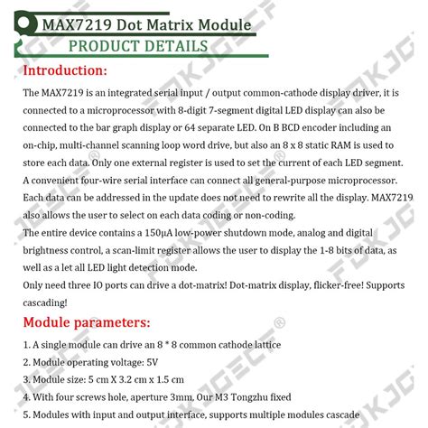 Led Display Max7219 Dot Led Matrix Module 88 Mcu Control Module For