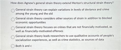Solved How Does Agnews General Strain Theory Extend