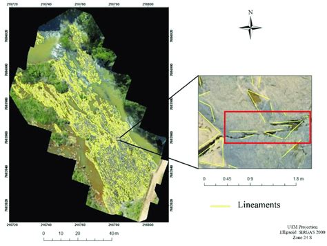 Orthomosaic With The Lineaments Extracted By The Line Algorithm Left