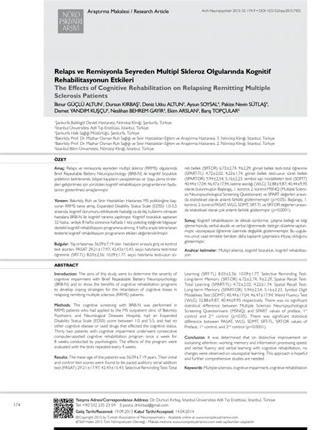 Pdf The Effects Of Cognitive Rehabilitation At The Relapsing And Remitting Multiple Sclerosis