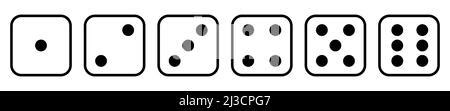 Set of Dice icon. Traditional die with six faces of cube marked with ...