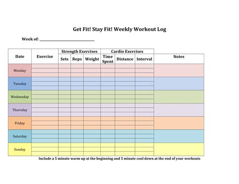 45 Free Printable Workout Log Templates [pdf Word Excel]