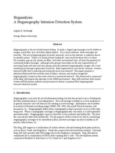 A Steganography Intrusion Detection System Pdf Wavelet Data Compression