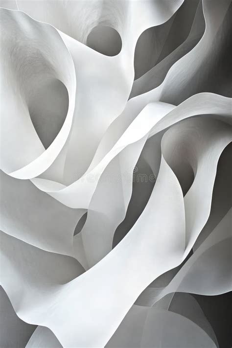 Abstract White And Gray Flowing Curves Creating A Serene And Elegant Minimalist Background Stock