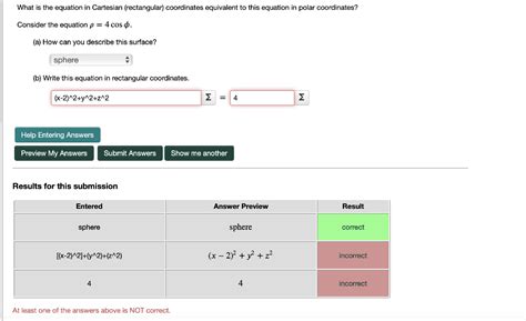 Solved What Is The Equation In Cartesian Rectangular