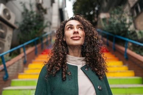 Beautiful Girl Stands On The Street Of Istanbul Portrait Photo Stock