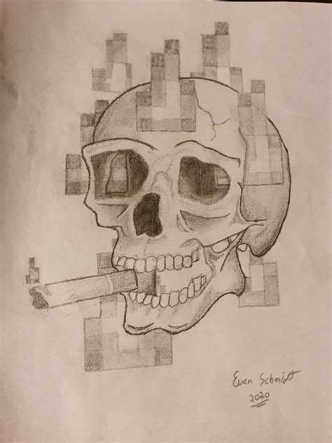 Smoking Skull Me Pencil 2020 R Art