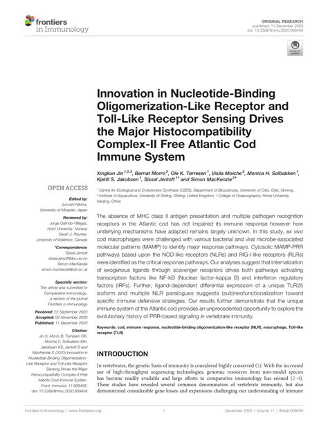 Pdf Innovation In Nucleotide Binding Oligomerization Like Receptor