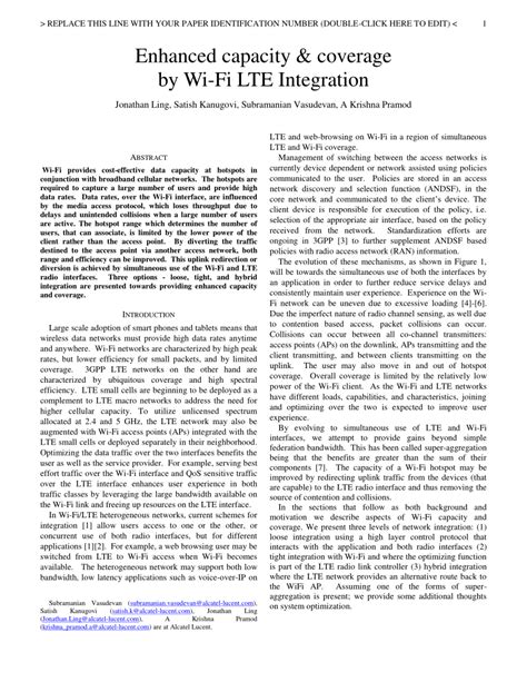 Pdf Enhanced Capacity And Coverage By Wi Fi Lte Integration