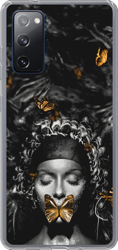 Samsung Galaxy S Fe Hoesje Vrouw Vlinders Zwart Wit