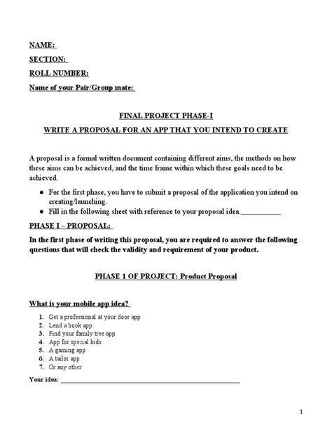 Final Project Worksheet Pdf