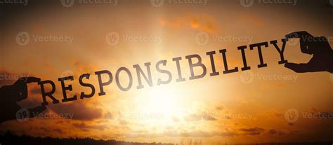 Responsibility Human Hands Holding Black Silhouette Word 23847774