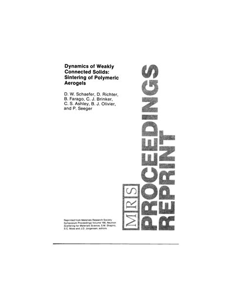 Pdf Dynamics Of Weakly Connected Solids Sintering Of Polymeric Aerogels