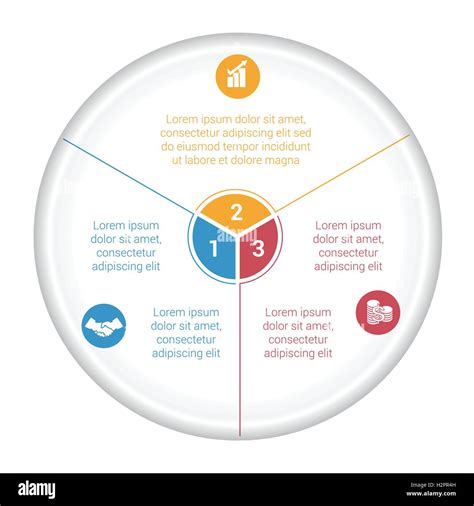 Pie Chart Diagram Data 3 Options For Text Area Template Infographic With Icons And Numbered