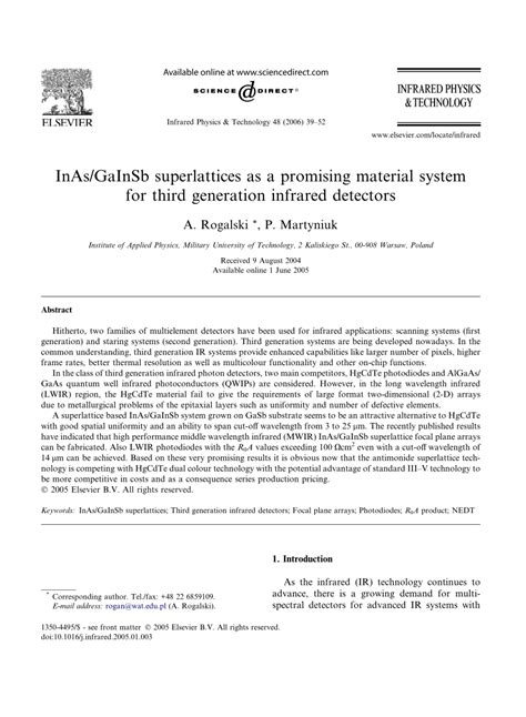 Pdf Inasgainsb Superlattices As A Promising Material System For Third Generation Infrared