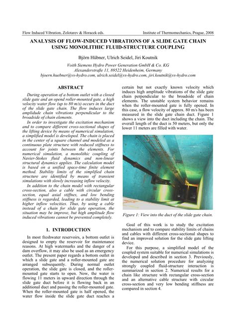 Pdf Flow Induced Vibration Zolotarev And Horacek Eds Analysis Of Flow Induced Vibrations Of A