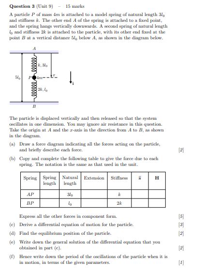 Solved Question Unit Marks A Particle P Of Mass Chegg
