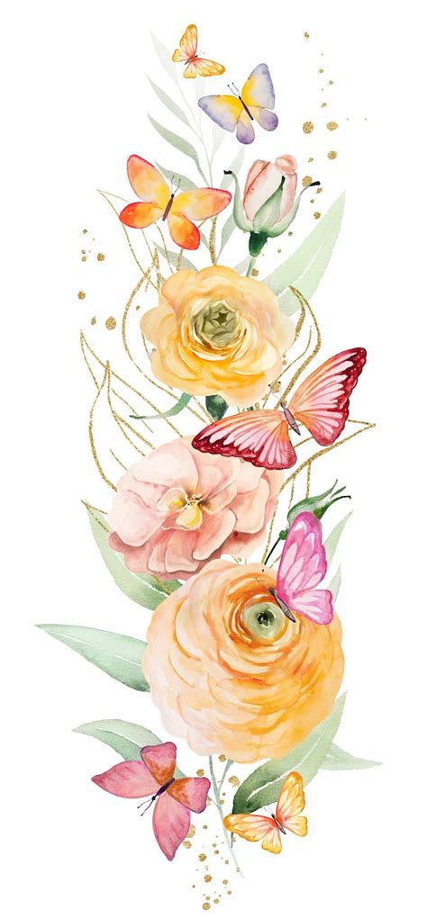 Imágenes De Flores Y Mariposas Para Imprimir Conjunto De Decoración