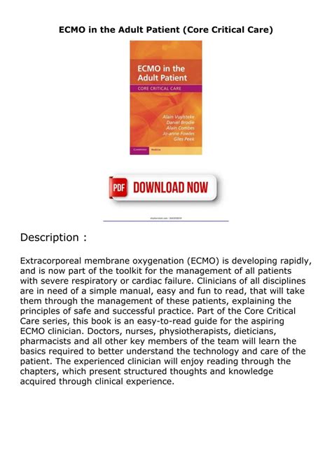 ⚡download Ecmo In The Adult Patient Core Critical Care