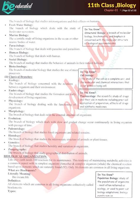 Chapter 1 Biology Fsc Part 1 Notes Inter Part 1 Notes