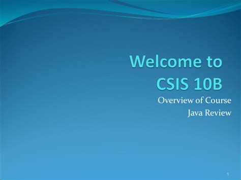 Overview Of Course Java Review 1